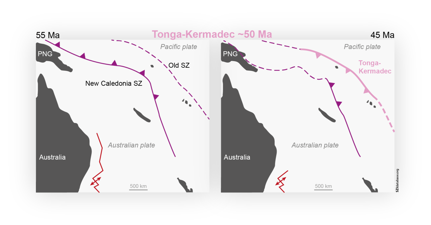 Tonga-Kermadec subduction zone initiation – SZI Database